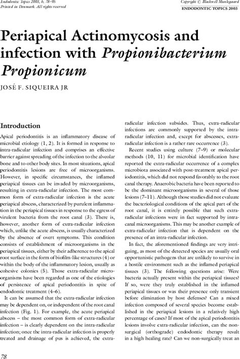 Periapical Actinomycosis And Infection With Propionibacterium