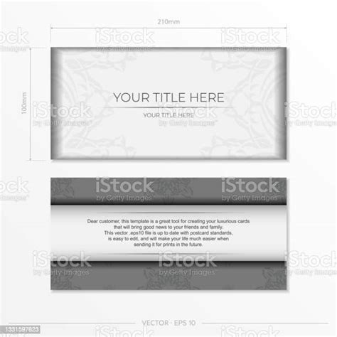 빈티지 인도 장식 고급 흰색 직사각형 초대 카드 템플릿 인쇄 및 타이포그래피에 적합한 우아하고 클래식한 벡터 요소 0명에 대한 스톡 벡터 아트 및 기타 이미지 Istock