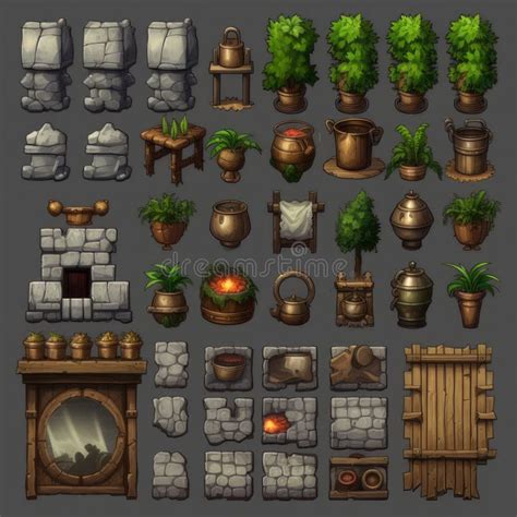 Collection Of Tiles For 2d Game Stock Illustration Illustration Of Asset Graphics 277910483