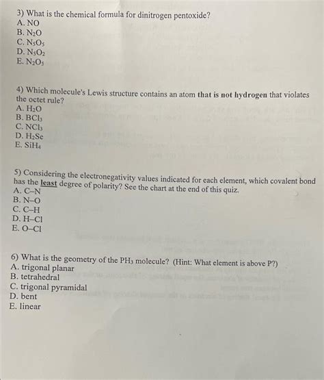 Solved 3 What Is The Chemical Formula For Dinitrogen