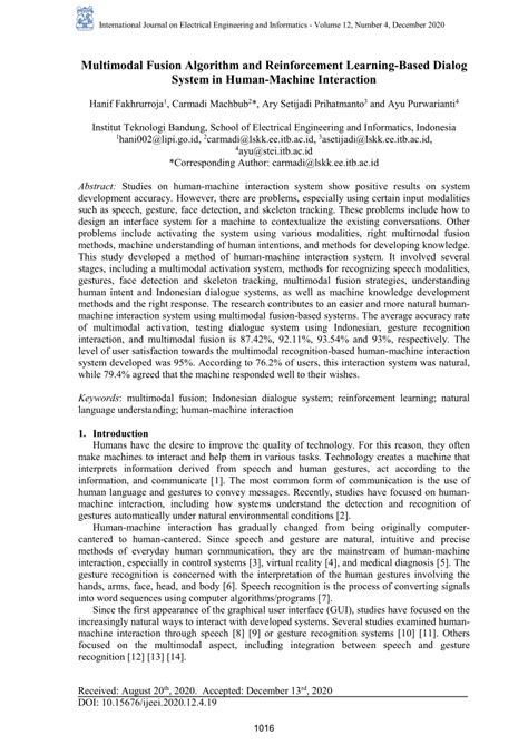 Pdf Multimodal Fusion Algorithm And Reinforcement Learning Based