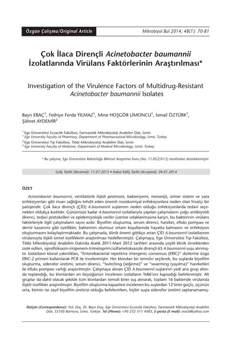 Pdf Investigation Of The Virulence Factors Of Multidrug Resistant