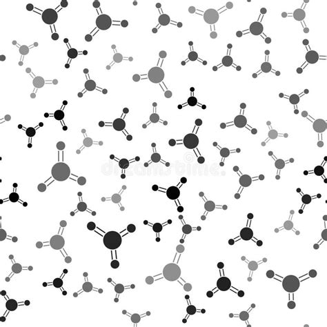Black Molecule Icon Isolated Seamless Pattern On White Background Structure Of Molecules In