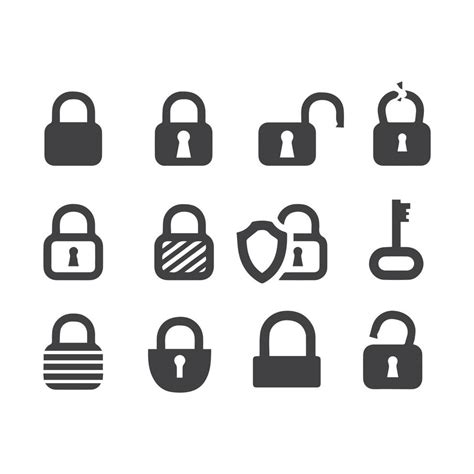 Padlock Icon Set Vector Image 22067818 Vector Art At Vecteezy