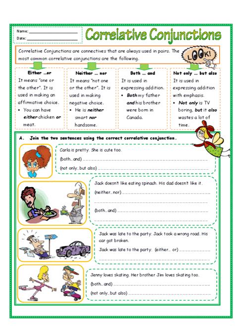 Conjunctions Exercises Free Printable Conjunctions Esl Worksheets Engworksheets