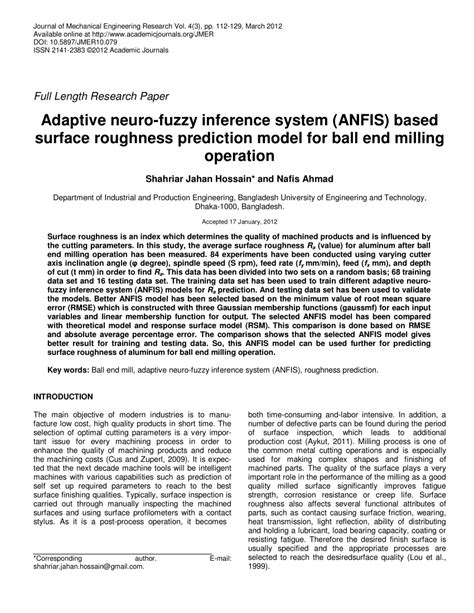 Pdf Adaptive Neuro Fuzzy Inference System Anfis Based Surface