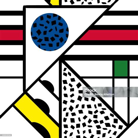 추상 몬드리안 스타일 원활한 벡터 패턴 배경 콘크리트 모자이크 스타일의 채우기와 재미 다채로운 바우하우스 기하학적 배경