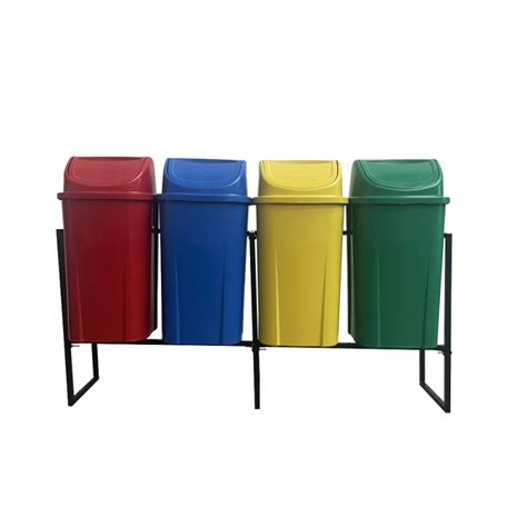 Conjunto De 4 Lixeiras Basculantes Para Coleta Seletiva 60l