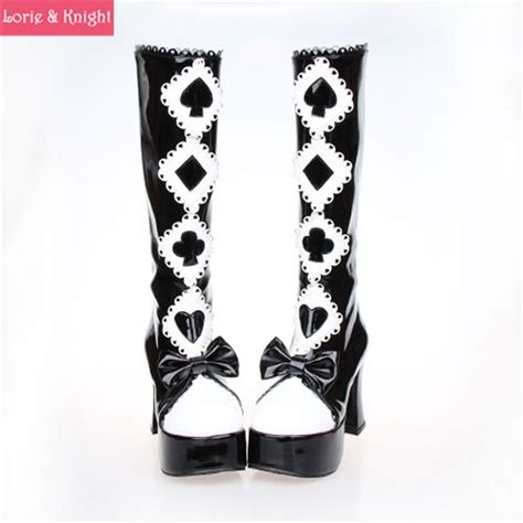 Alice In Wonderland Series Black And White Gothic Queen High Heel