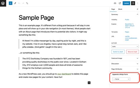 Publishing A Form To A Post Or Page Ninja Forms