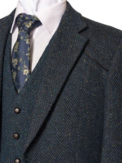 Celtic Tweed Wb Yeats Blue Slim Fit Tweed Jacket Handcrafted Bespoke