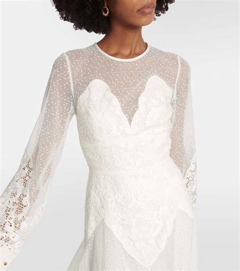 Elie Saab Lace Trimmed Midi Dress Elie Saab
