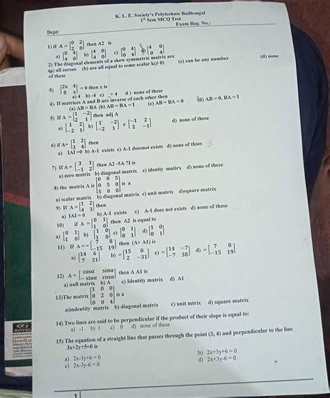 The Diagonal Elements Of A Skew Symmetric Matrix Are A All Zeroes