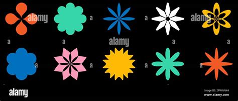 abstract color geometric flower brutalism shape design can use for web