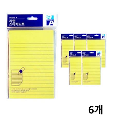 더블에이 라인 스티키 노트 150 X 101 Mm 6개 옐로우 티몬