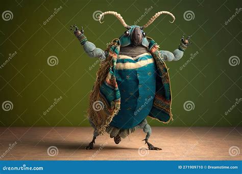 Bug In Boho Clothes Joyfully Dancing Concept Of Anthropomorphic And Whimsical Created With