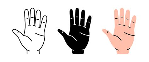 인간의 손 기호 집합입니다 컬러 검정색과 얇은 선 스타일의 인간 손 아이콘 벡터 그림입니다 인간 장기 아이콘 남자에 대한 스톡