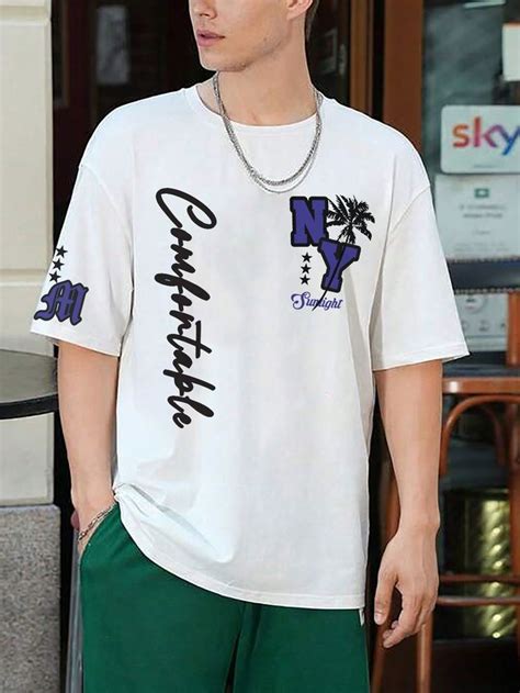 Manfinity Sporsity Mens Plus Size Letter Printed T Shirt In 2024 T