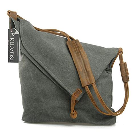 P KU VDSL Sac à bandoulière toile Rétro sac bandoulière en toile Sac