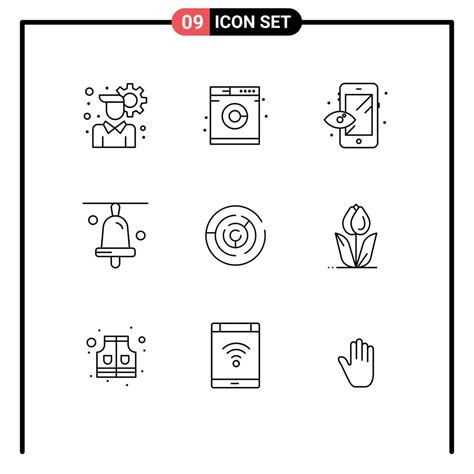 Pictogram Set Of 9 Simple Outlines Of Flora Target Preview Strategy