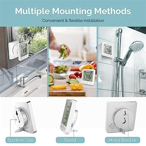 Kadams Digital Bathroom Shower Kitchen Wall Clock Timer With Alarm