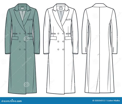 Classic Coat Technical Fashion Illustration Double Breasted Coat