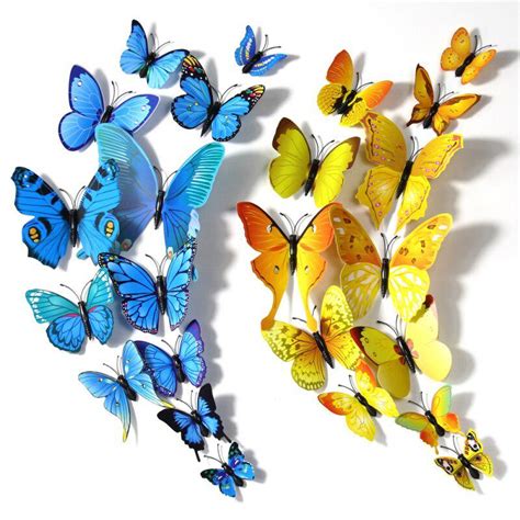 12 Stück künstlicher PVC 3D Schmetterling mehrfarbige Schmetterlinge
