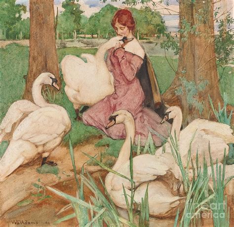 Leda And The Swan 1904 Painting By William Dacres Adams Pixels