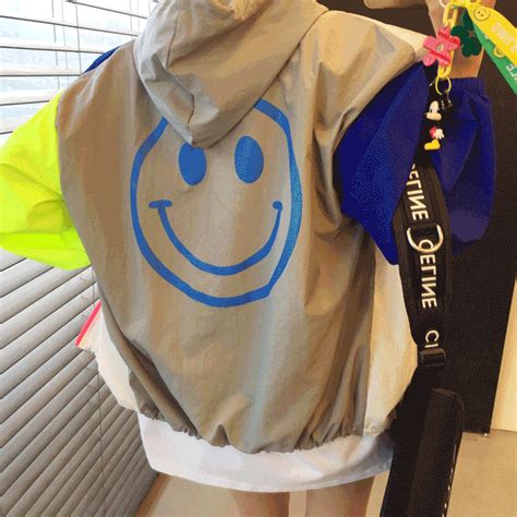 환타 배색 네온 원포켓 패치 프린팅 레터링 오버핏 후드 바람막이 점퍼 2color 에이블리