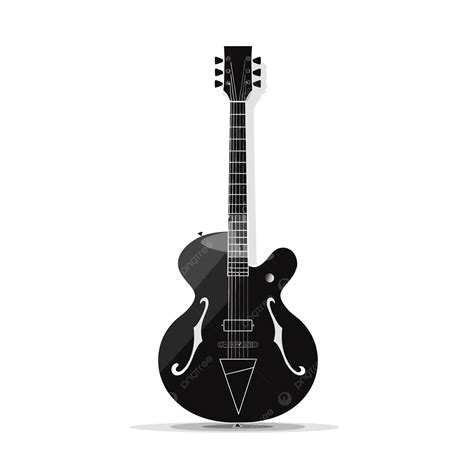 흰색 바탕에 검은색 일렉트릭 기타 벡터 흰색 배경에 재즈 기타의 단순한 검은색 아이콘 그림자 없음 작은 프레임 중앙 Png 일러스트 및 벡터 에 대한 무료 다운로드