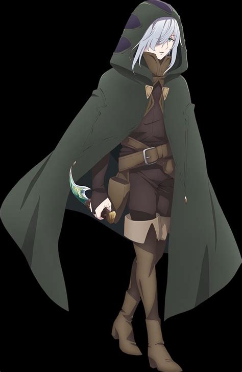 An Anime Character With Long White Hair Wearing A Green Coat And