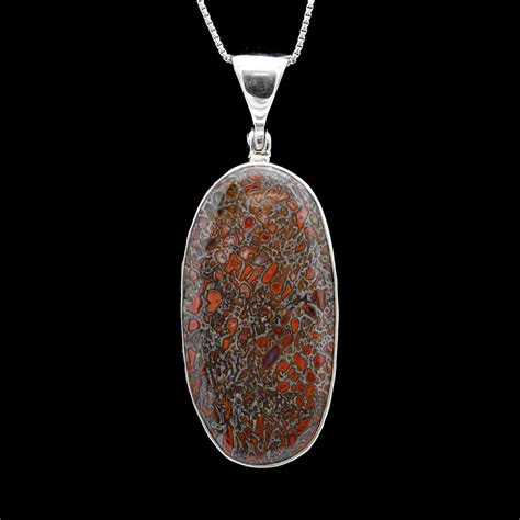 Red Dinosaur Gem Bone Pendant Necklaces Mini Museum