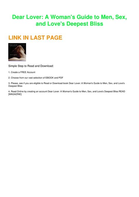 PPT PDF Dear Lover A Woman S Guide To Men Sex And Love S Deepest Bliss Ipad PowerPoint