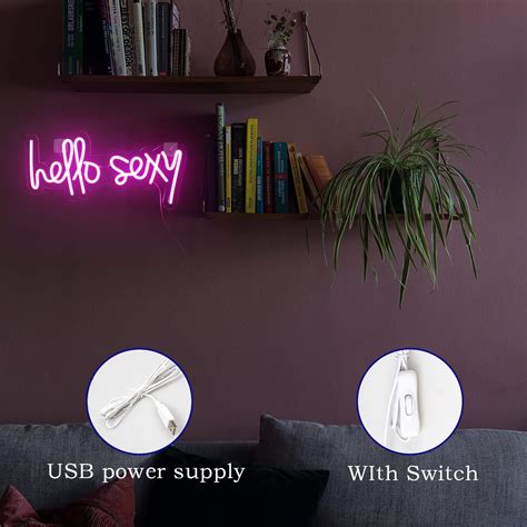 Buy Gamerneon Hello Sexy Neon Sign Pink Led Neon Lights For Bedroom Usb Neon Sign Lights For
