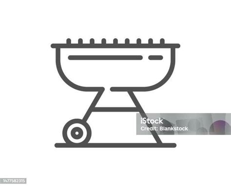 그릴 라인 아이콘입니다 음식 표지판을 요리하기 위한 바베큐 밥솥 벡터 고급에 대한 스톡 벡터 아트 및 기타 이미지 고급