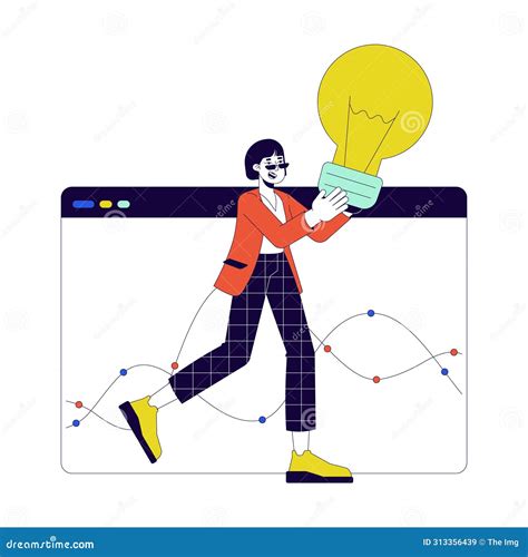 Data Analyst Generating Insight 2d Linear Cartoon Character Stock Vector Illustration Of Woman