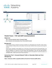 Understanding TCP And UDP Communication Through Packet Tracer Course Hero