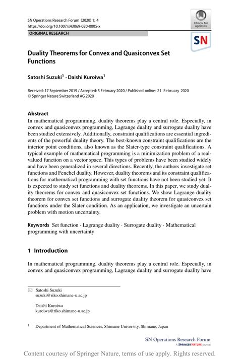 duality theorems for convex and quasiconvex set functions request pdf
