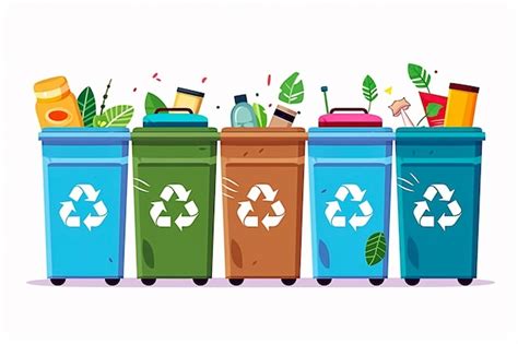 Premium Ai Image Different Colored Trash Cans With Paper Plastic