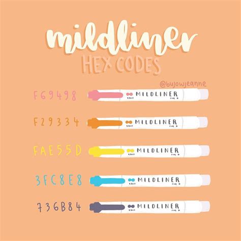 Jeanne On Instagram Mildliner Hex Codes P Check Out Part