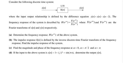 Solved Consider The Following Discrete Time System LTI X N Chegg