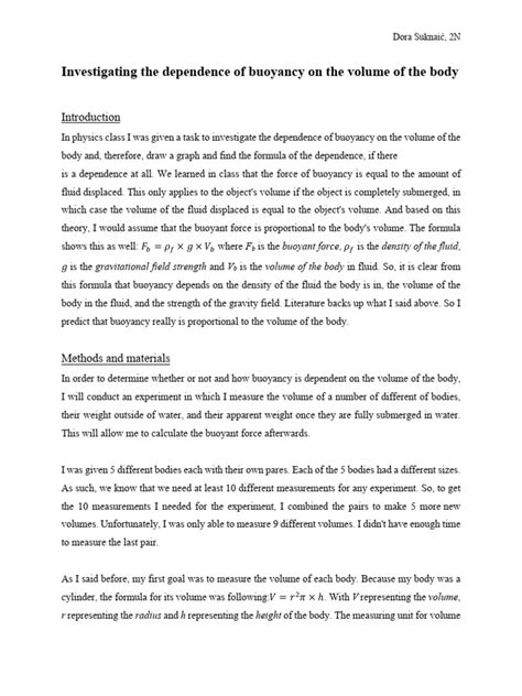 Physics Report Pdf Buoyancy Density