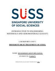 Lab Report Unit Docx INTRODUCITON TO ENGINEERING MATERIALS AND AEROMATERIALS EAS LAB