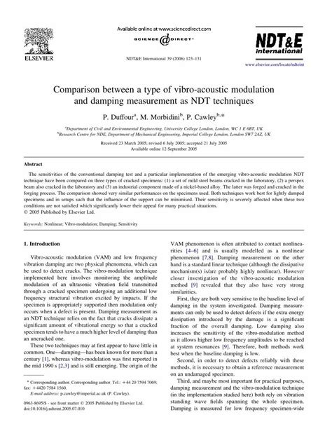 Pdf Comparison Between A Type Of Vibro Acoustic Modulation And