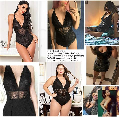 Womens Snap Crotch Lingerie Lace Bodysuit Eyelash Naugthy Teddies