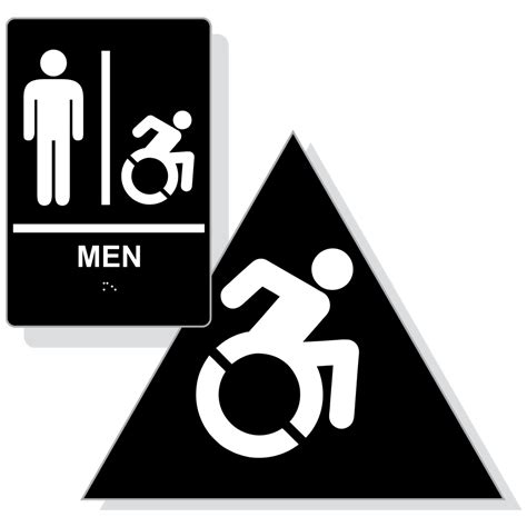 Braille Men Restroom Sign Set With Dynamic Accessibility Symbol Rre