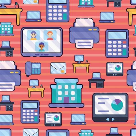 Premium Vector Seamless Pattern Background With Office Icons Vector