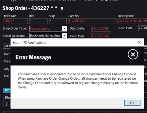 Error Message When Cancelling Shop Order Ifs Community