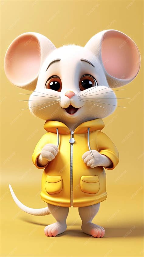 Premium Ai Image Cute Mouse Character Full Body 3d Render Isolated One Color Background