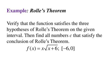 Ppt Section 42 Rolles Theorem And The Mean Value Theorem Powerpoint